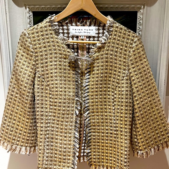 Trina Turk | Jackets & Coats | Trina Turk Metallic Tweed Blazerjacket ...